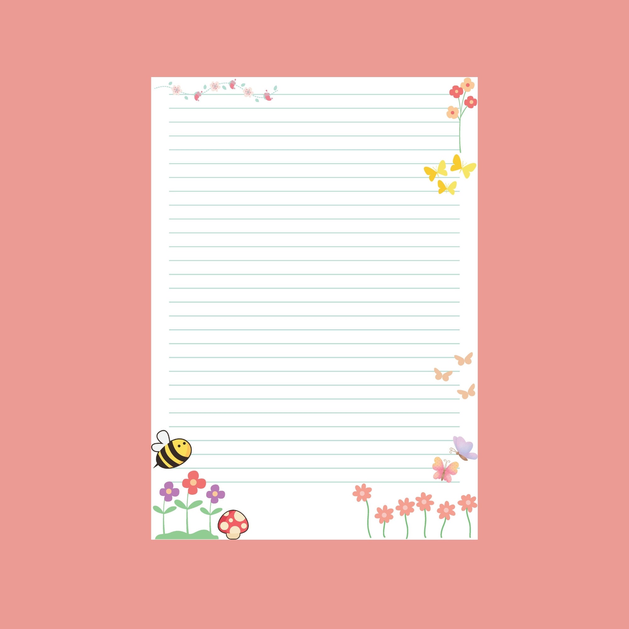 Printable Letter Paper, Letter Writing Paper, Writing Paper for Kids - Etsy