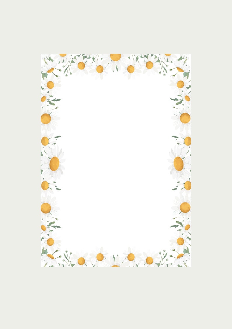 Printable Letter Paper, Daisy Paper, Floral Paper, Letter Writing Paper ...