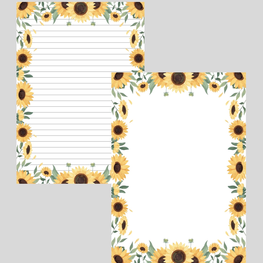 Printable Letter Paper, Sunflower Paper, Letter Writing Paper - Etsy