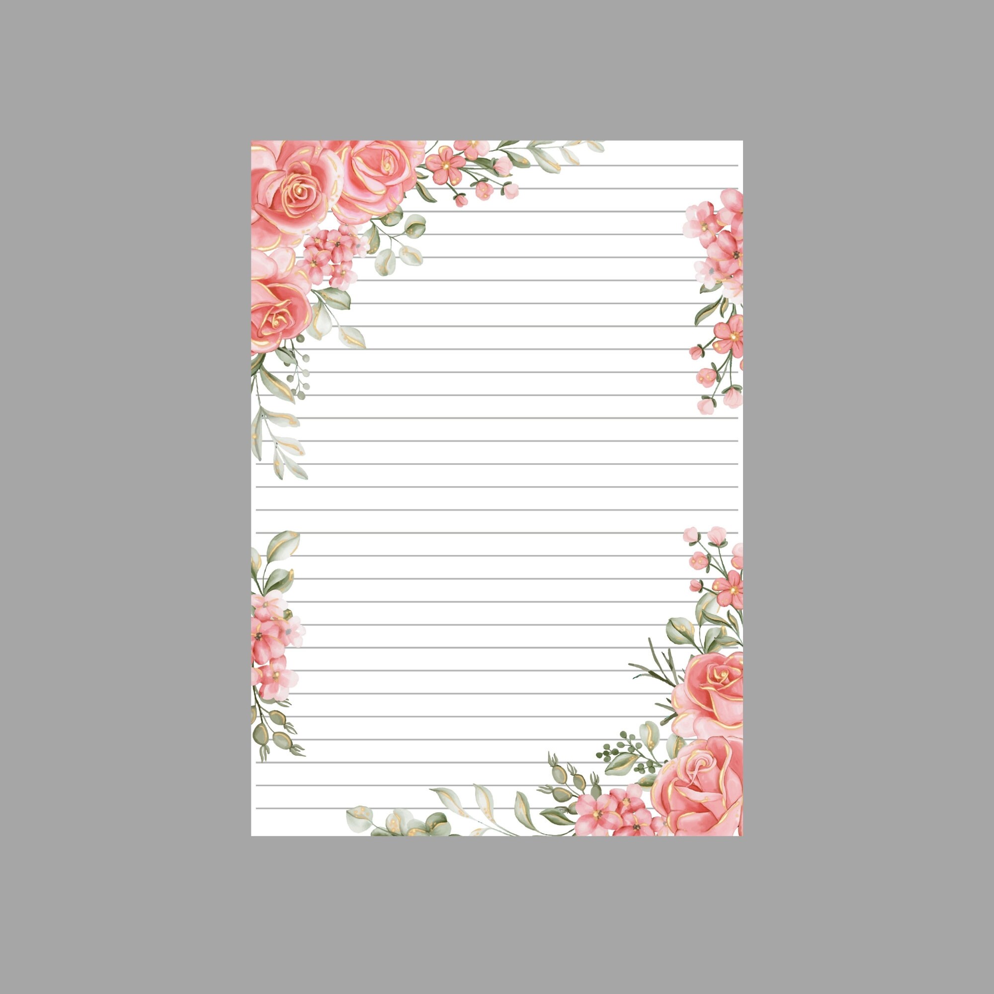 Printable Letter Paper, Rose Letter, Romantic Letter, Letter Writing ...