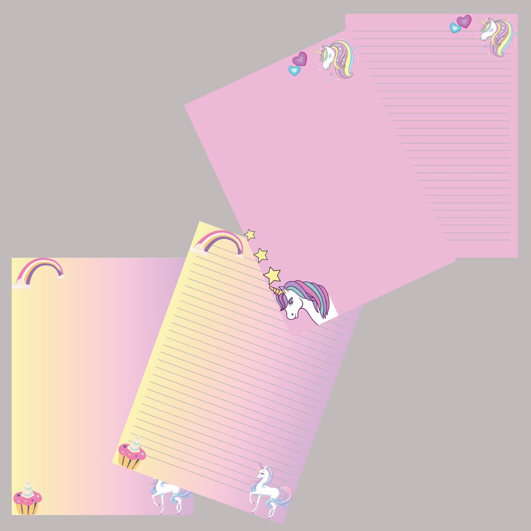 Prinatble Letter Paper, Unicorn Paper, Writing Paper for Kids - Etsy