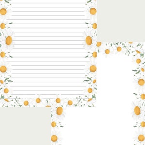 Printable Letter Paper, Daisy Paper, Floral Paper, Letter Writing Paper ...
