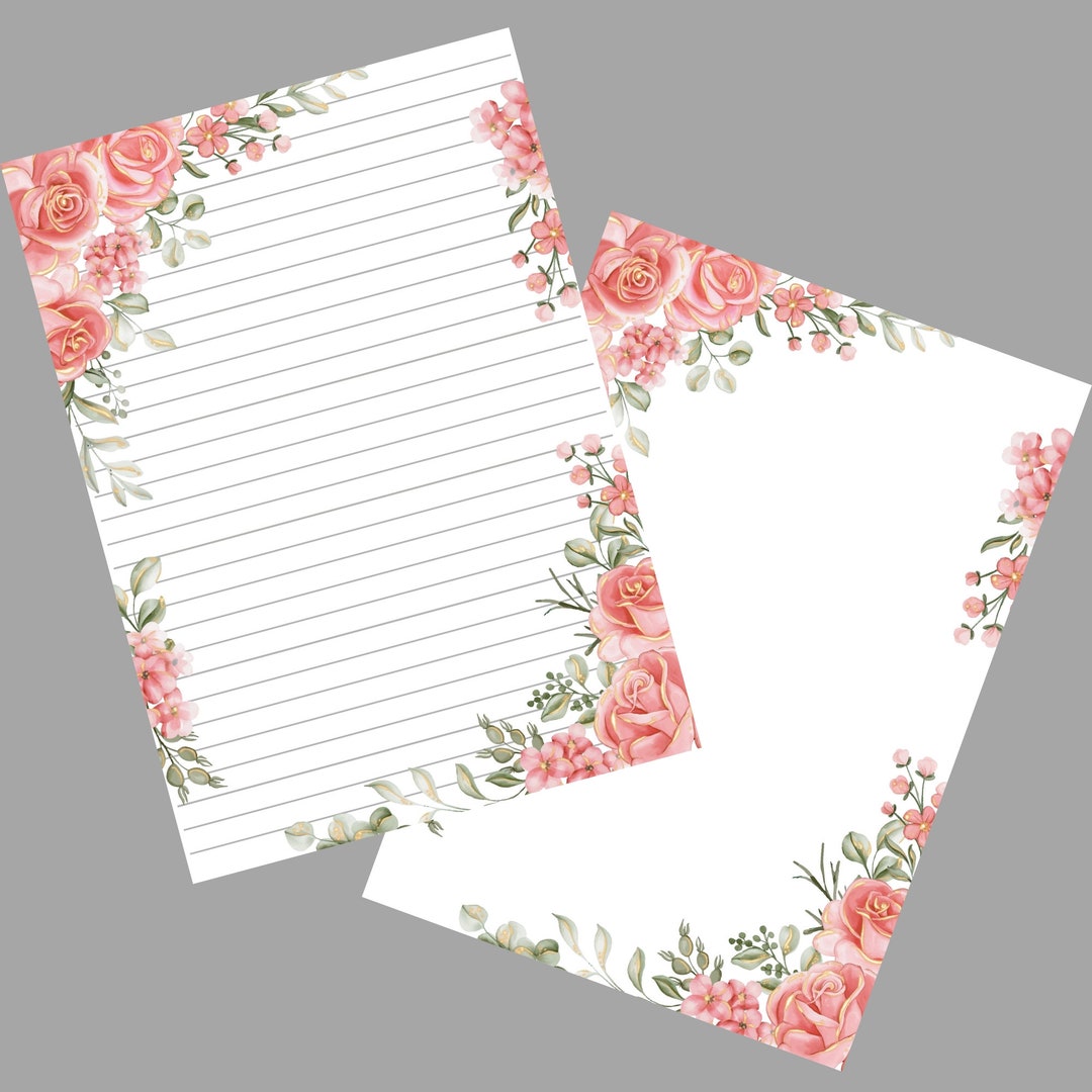 Printable Letter Paper, Rose Letter, Romantic Letter, Letter Writing ...