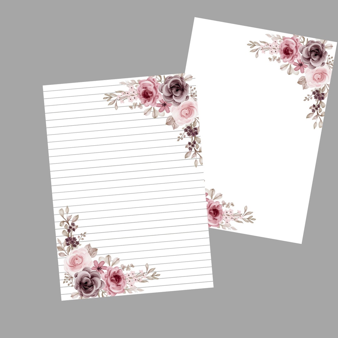 Flower Letter Paper, Printable Letter Paper, Floral Paper - Etsy