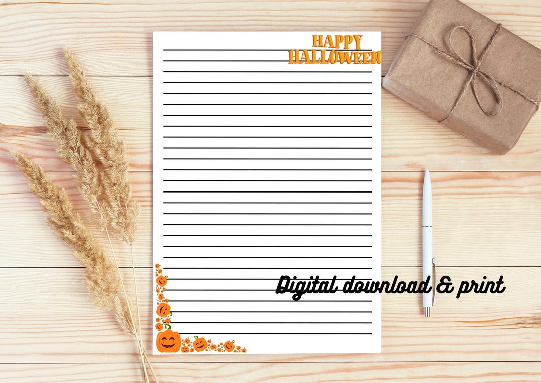 Halloween Letter Writing Paper: Printable Notepaper (PDF & JPG Digital ...