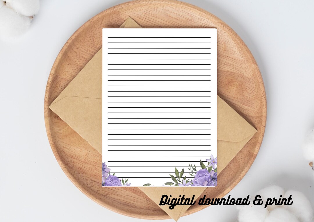 Printable Letter Paper, Letter Writing Paper, Notepaper, Romantic ...