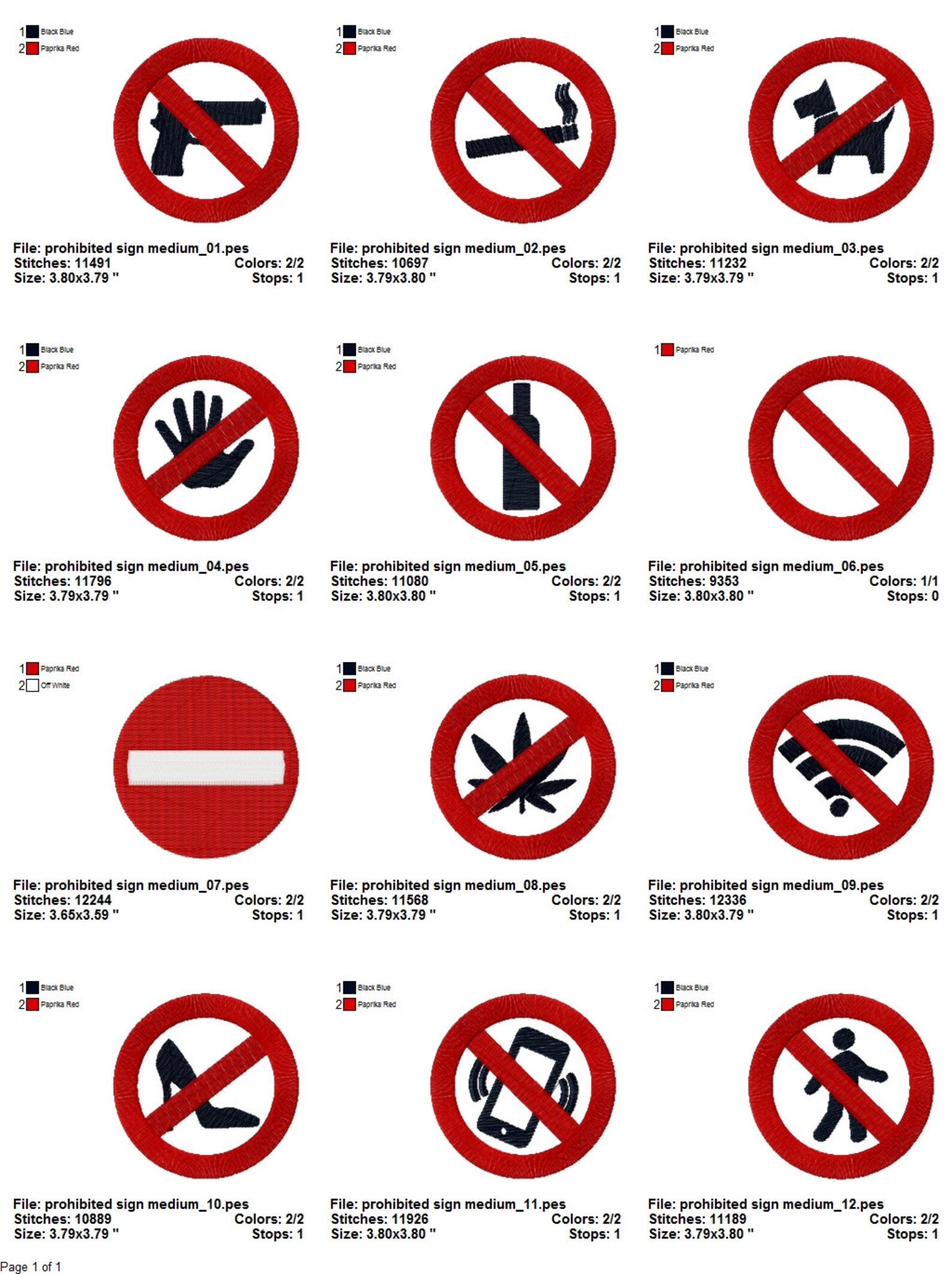 PROHIBITED SIGN Design for Embroidery Machine / Interdiction - Etsy