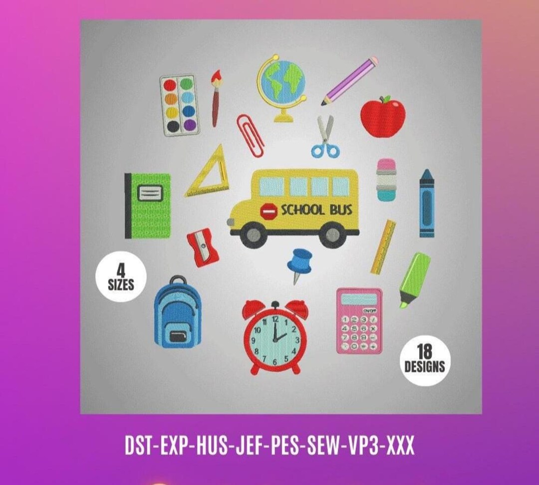 BACK TO SCHOOL Machine Embroidery Designs / Instant Download - Etsy