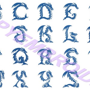 DRAGON Letters Design for Embroidery Machine / Motifs Lettre - Etsy ...