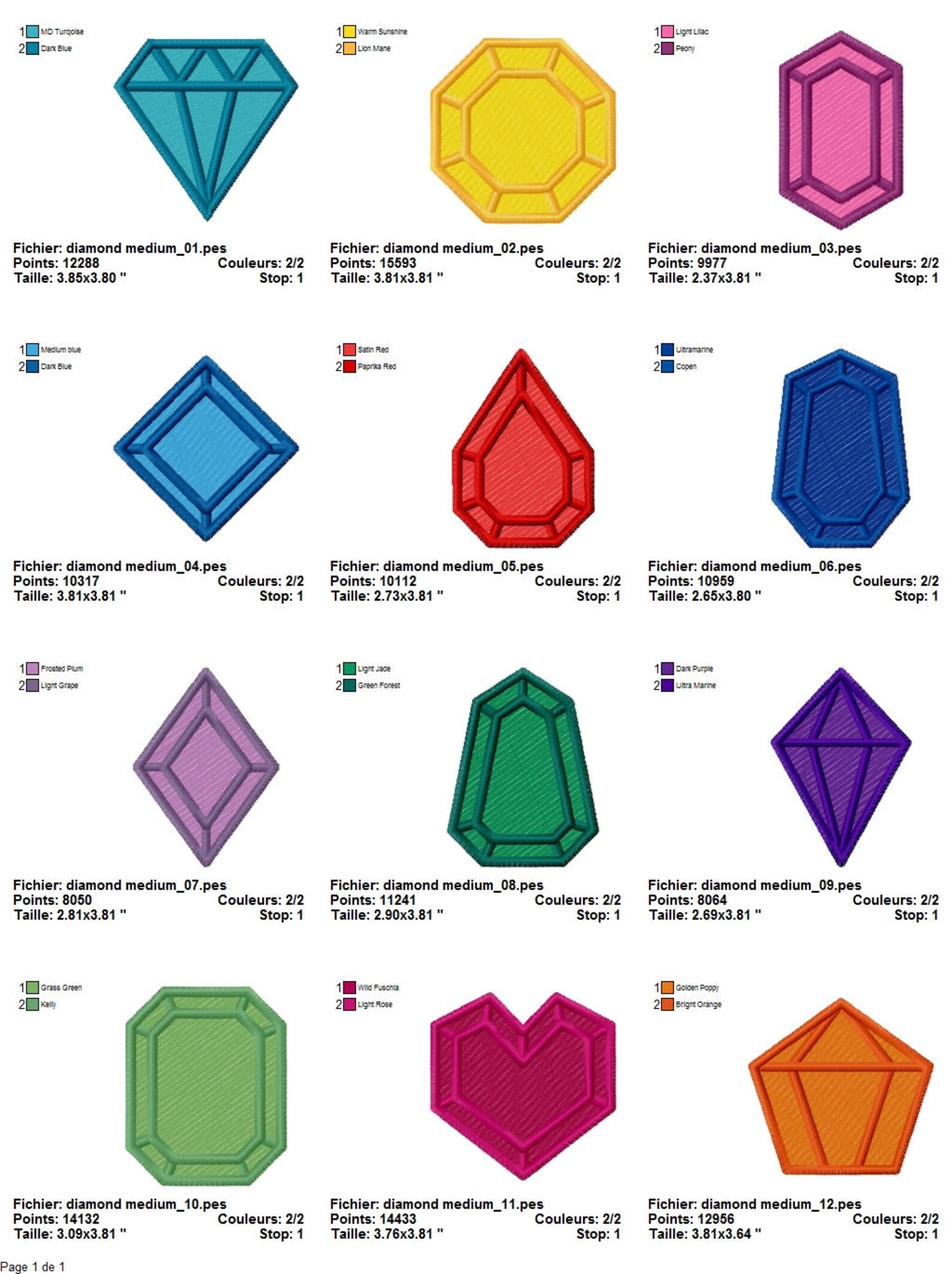 DIAMOND Designs for Embroidery Machine / Diamant Motifs Pour - Etsy