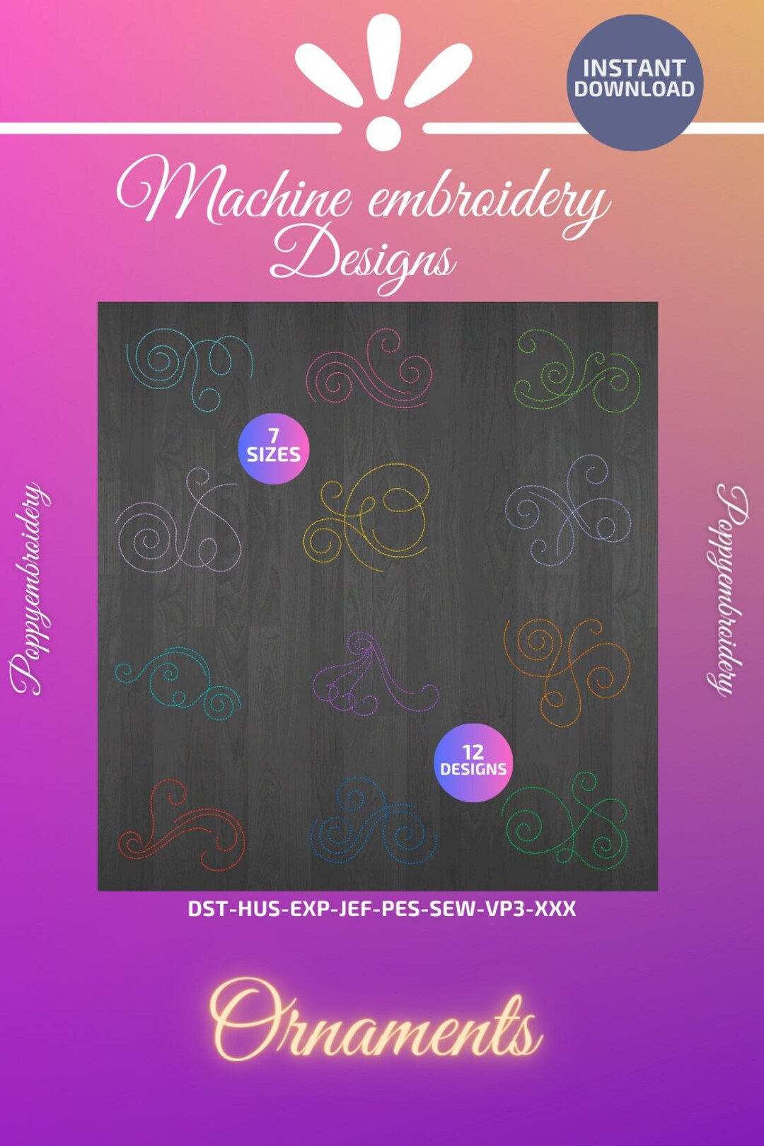 ORNAMENT CURL Designs for Embroidery Machine / Ornement Boucle - Etsy