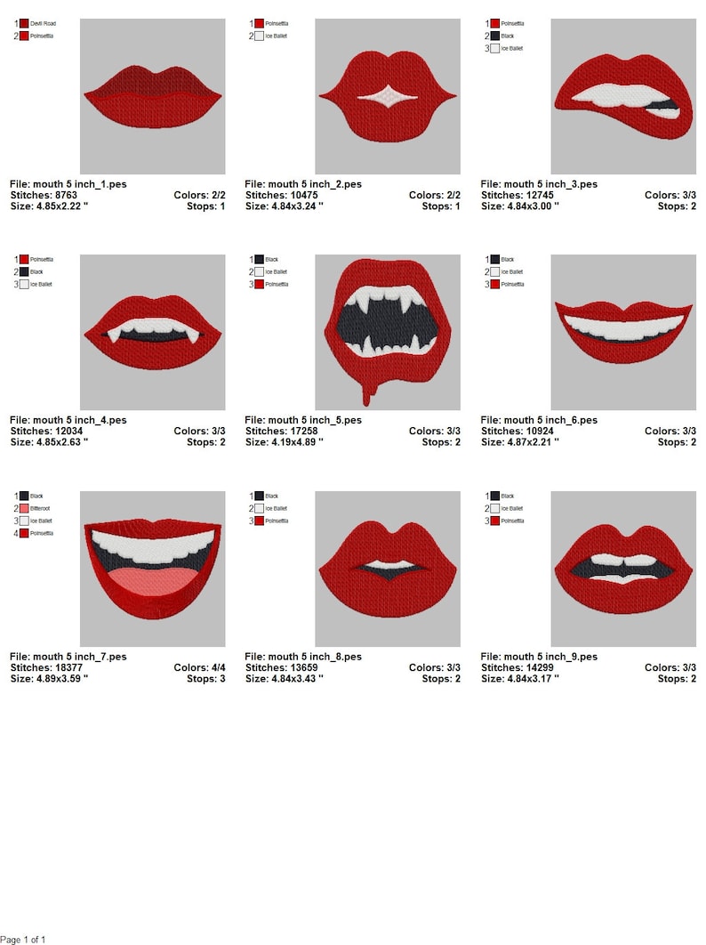 LIPS Mouth Designs for Embroidery Machine / Motifs Bouche - Etsy