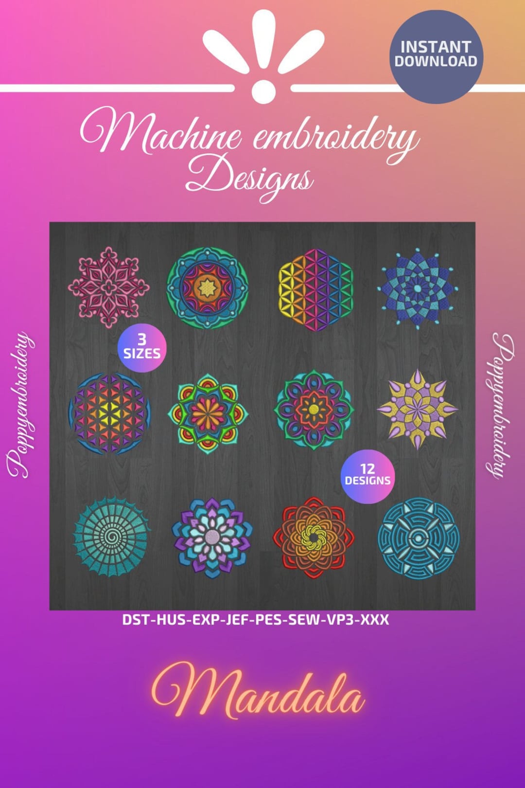 MANDALA Designs for Embroidery Machine / Motifs Pour Broderie Machine ...