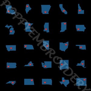 US State Heart, Machine Embroidery Designs (instant Download) - Etsy