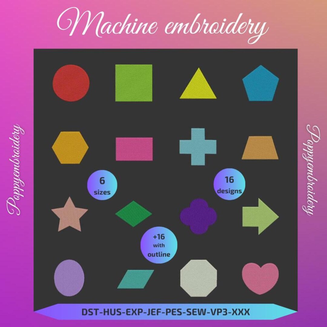 BASIC Shape Machine Embroidery Designs / INSTANT DOWNLOAD - Etsy