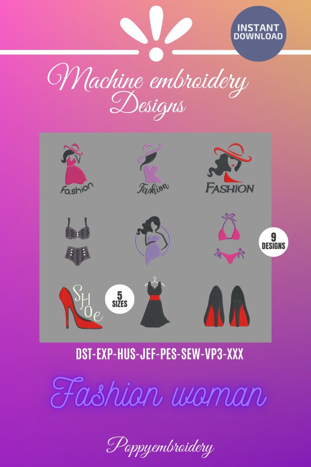FASHION Woman Designs for Embroidery Machine / Motifs Mode Femme Pour ...