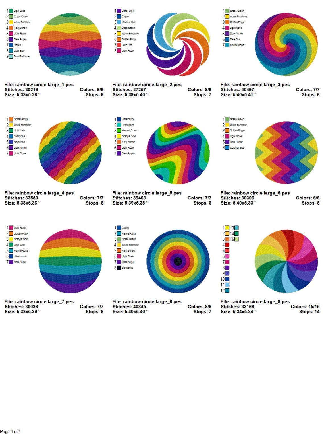 RAINBOW Circle Designs for Embroidery Machine / Arc En Ciel | Etsy