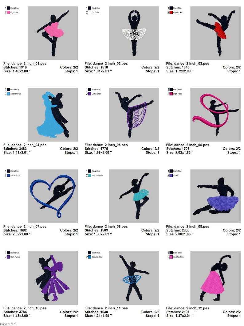 DANCE Dancer Ballet Design for Embroidery Machine / Motifs - Etsy