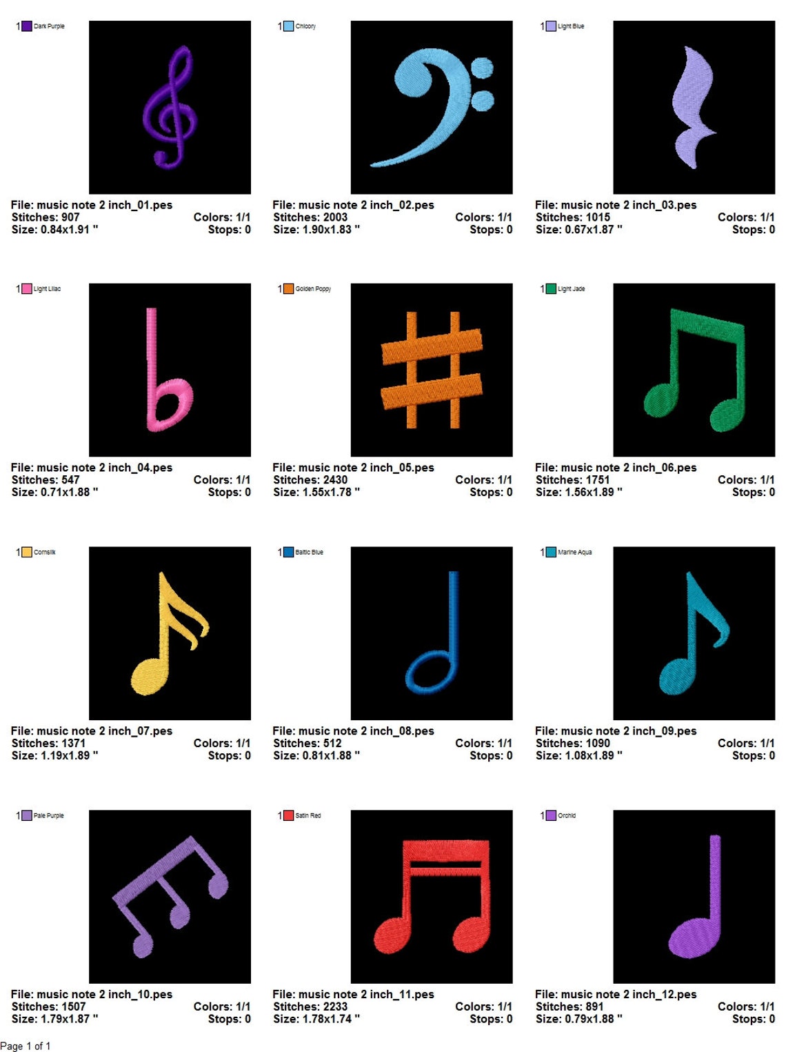 MUSIC NOTE Symbol Design for Embroidery Machine/ Note Musique - Etsy