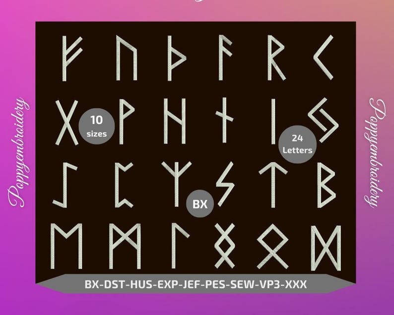 Futhark Letters Norse Viking Runes, Machine Embroidery Designs ...