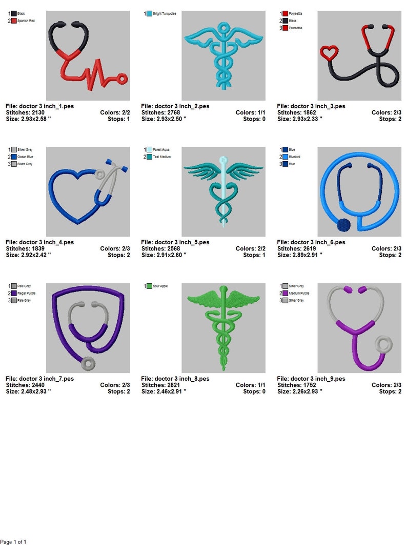 Stethoscope Machine Embroidery Designs, Medical Doctor Motifs (instant ...