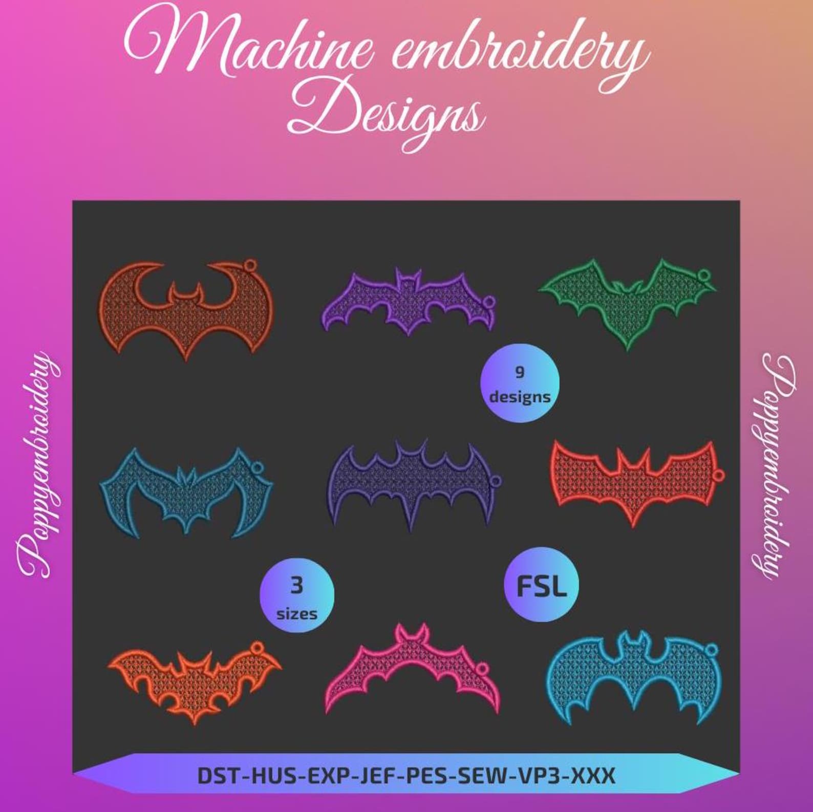 FSL Bat Machine Embroidery Designs (instant Download) - Etsy