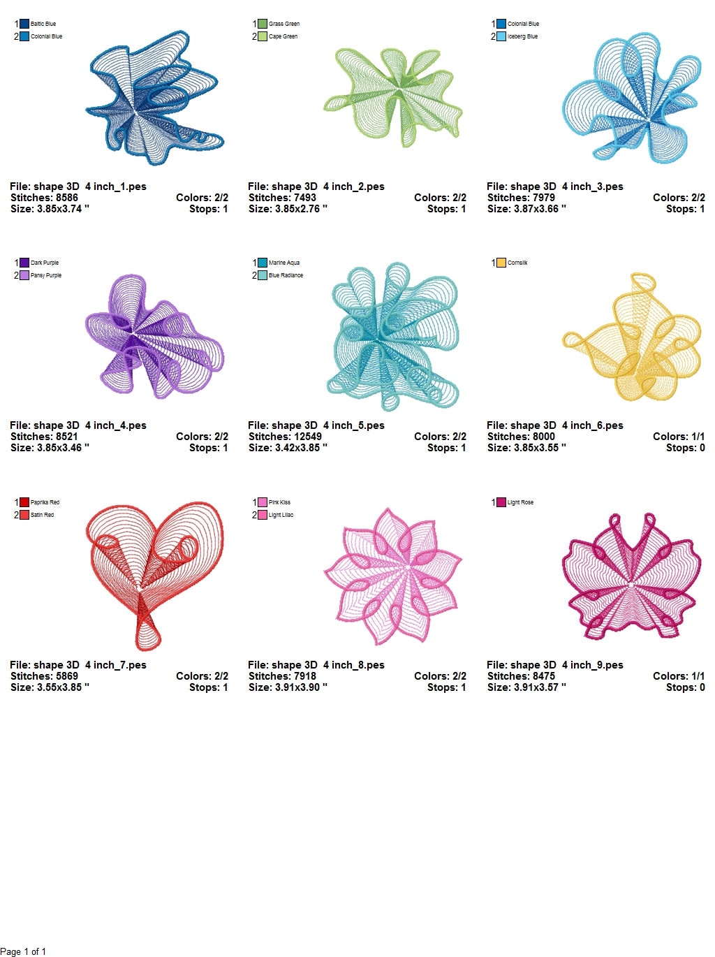 3D Shape Designs for Embroidery Machine / Forme Motifs Pour - Etsy