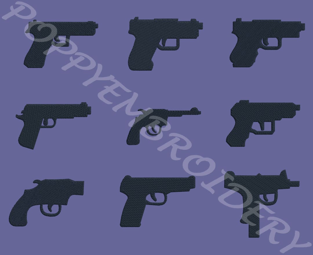 GUNS Pistol Designs for Machine Embroidery / Pistolet Arme - Etsy