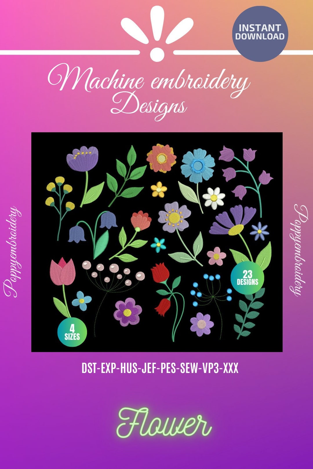 FLOWERS Design for Embroidery Machine / Motifs Fleurs Pour Broderie ...
