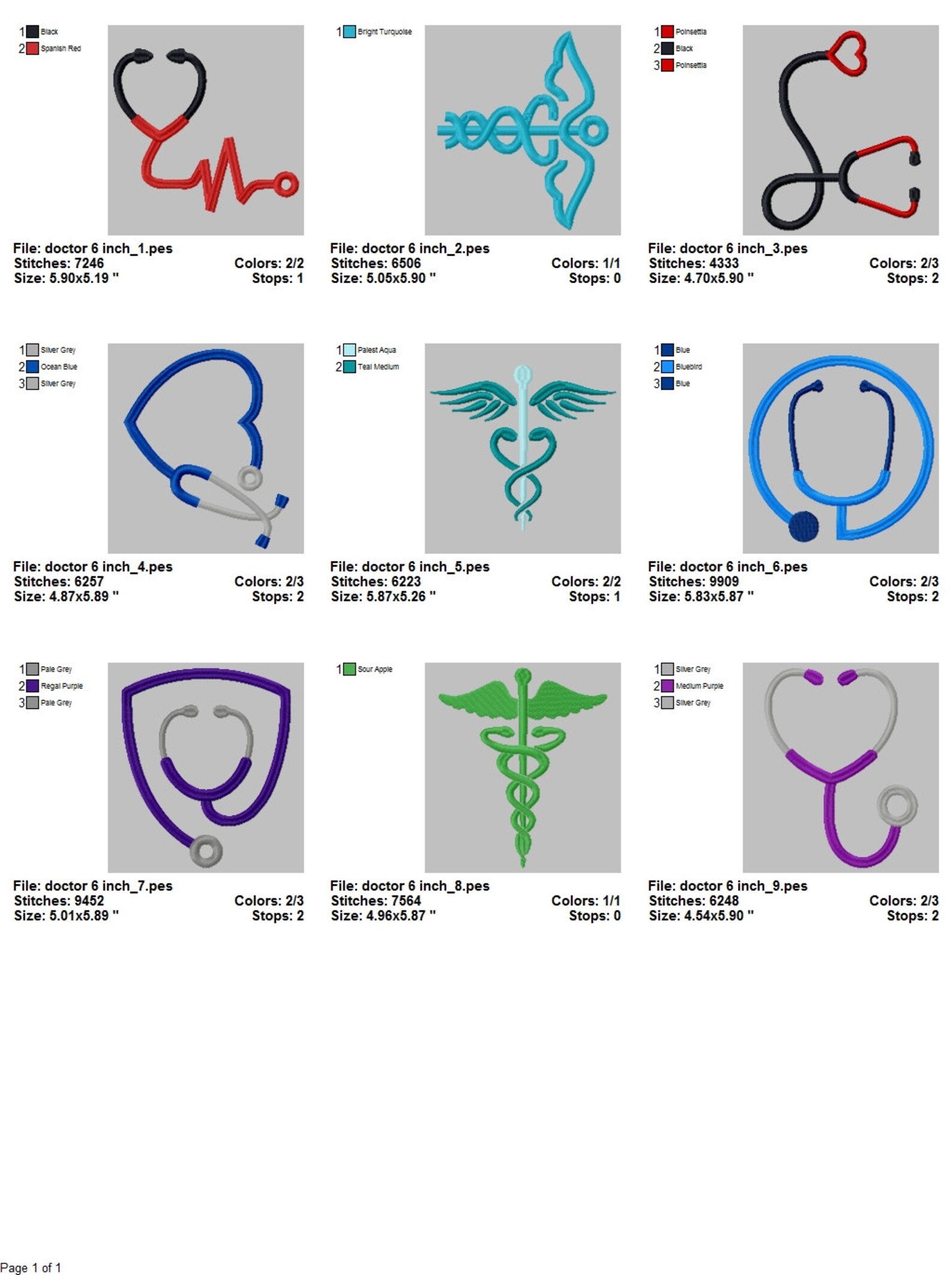 Stethoscope Machine Embroidery Designs, Medical Doctor Motifs (instant ...