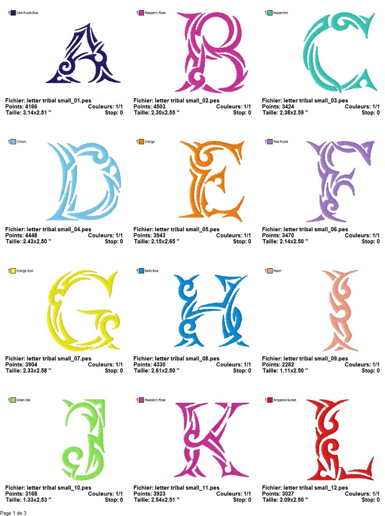 TRIBAL letters Design for Embroidery machine / motifs lettre | Etsy