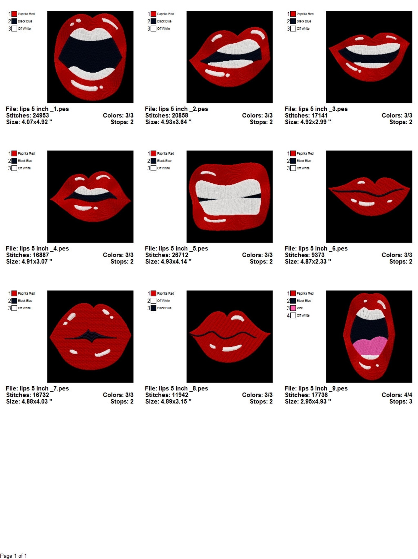 LIPS Mouth Designs for Embroidery Machine / Motifs Bouche - Etsy