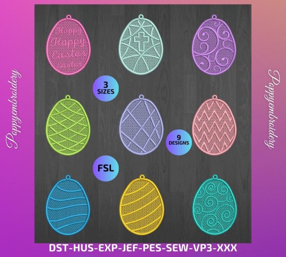 FSL Easter Egg Freestanding Lace Design for Embroidery Machine / Oeuf De Paques Dentelle Pour ...