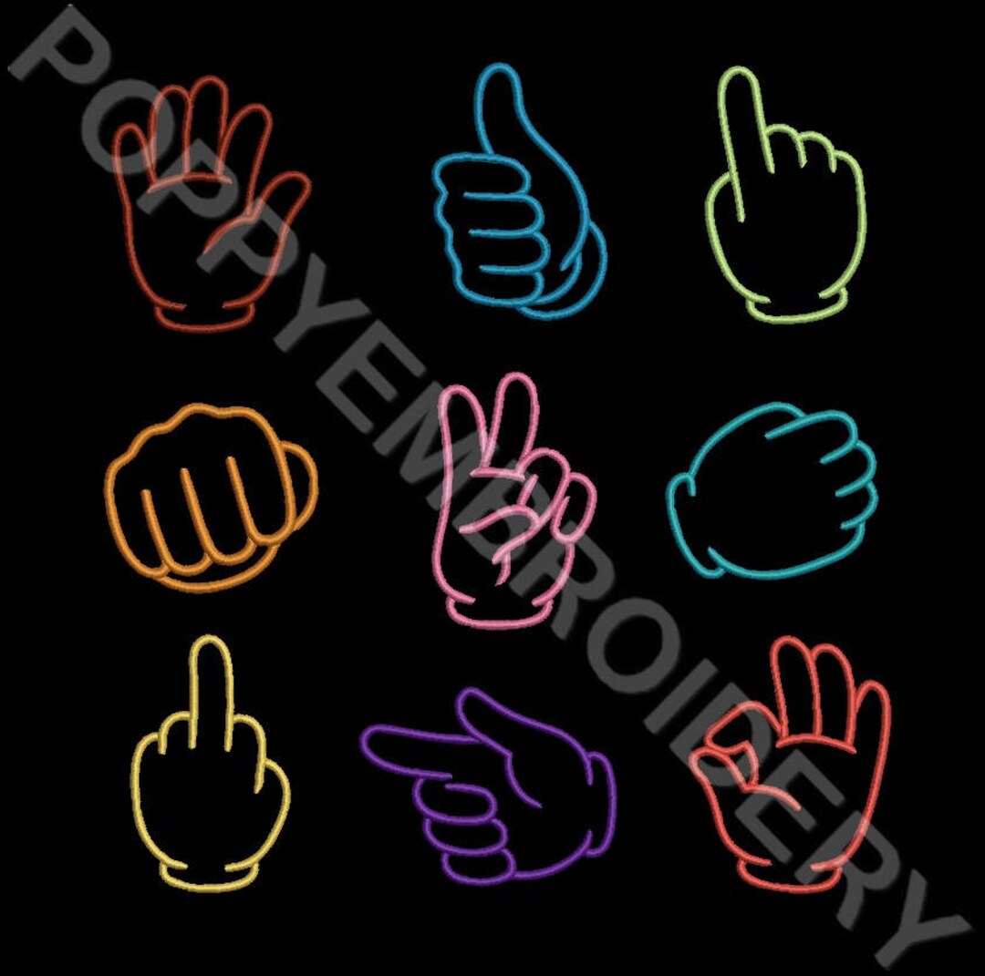 CARTOON Hands Gestures Design for Embroidery Machine / Main Motifs Pour ...