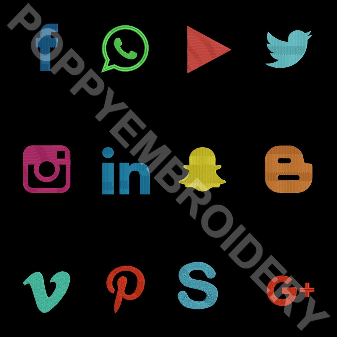 SOCIAL MEDIA Logo Design for Embroidery Machine / Motifs Pour | Etsy