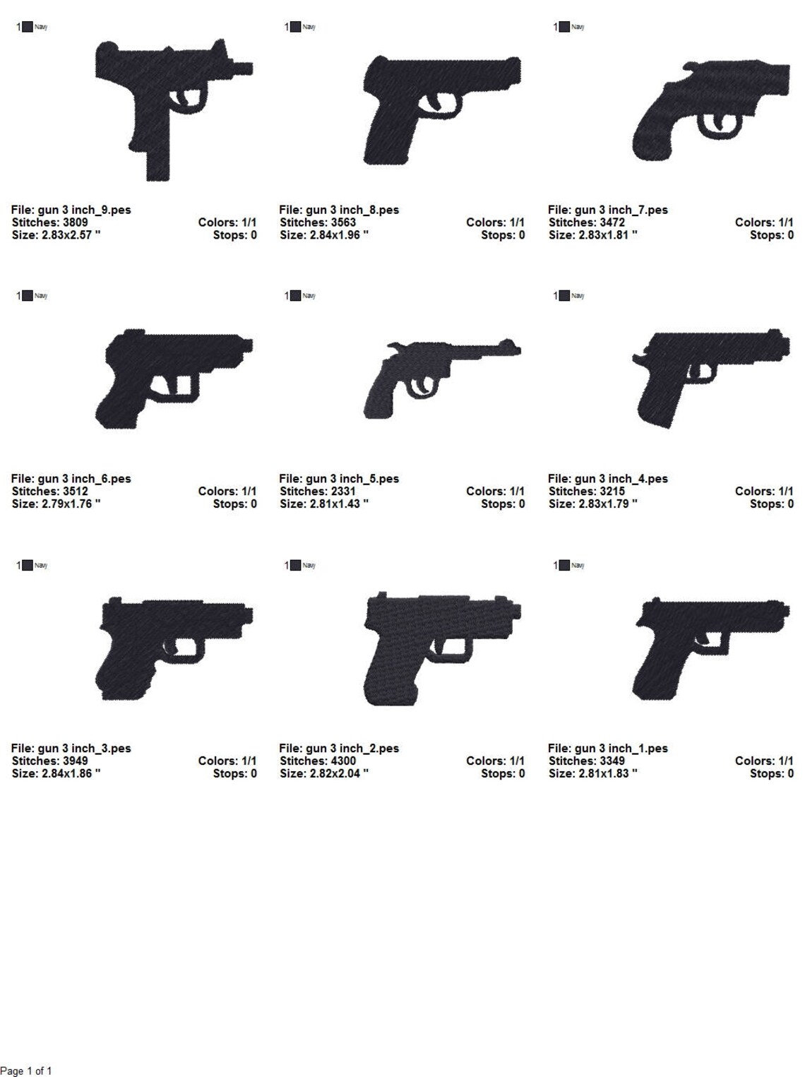 GUNS Pistol Designs for Machine Embroidery / Pistolet Arme - Etsy