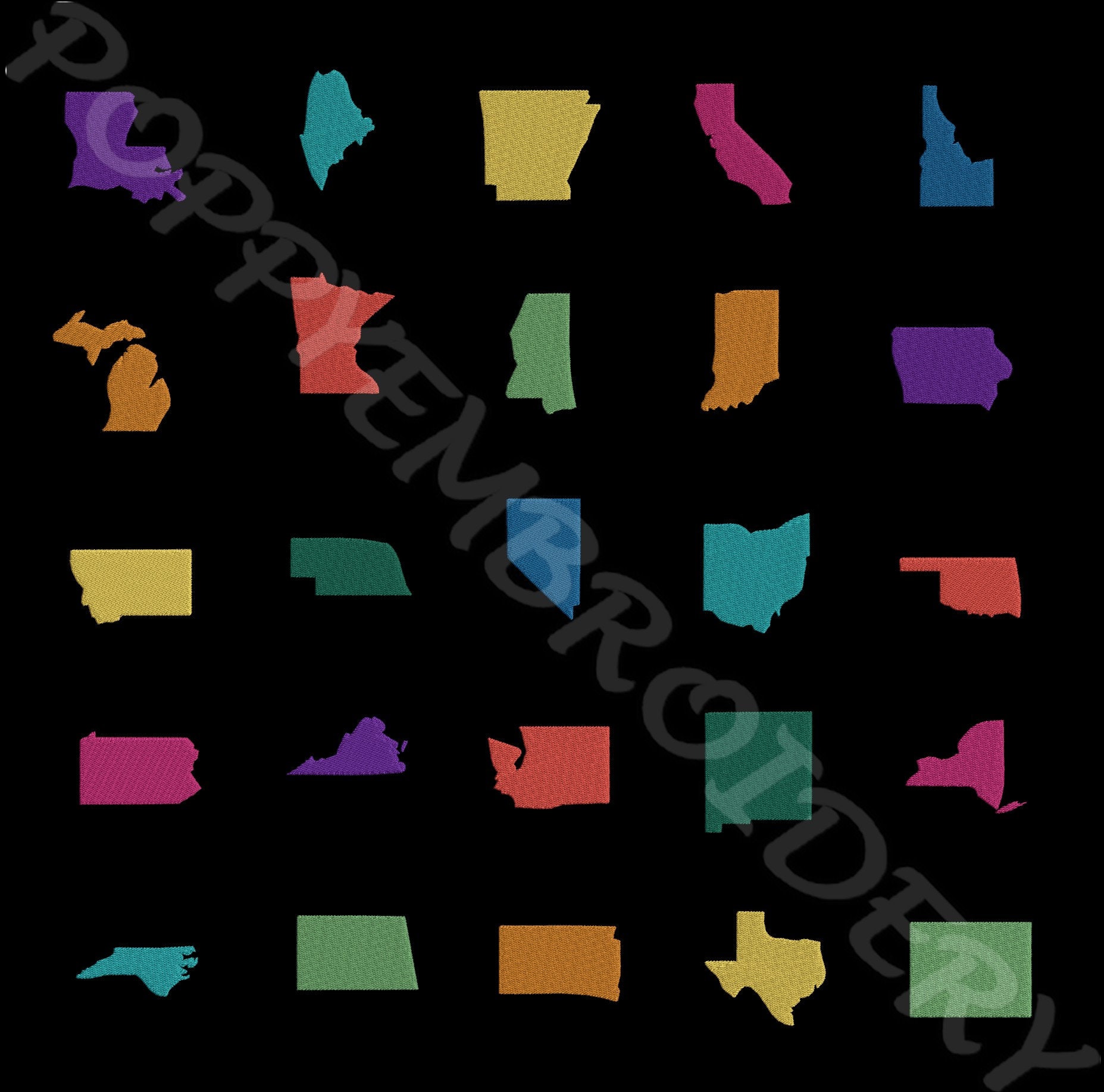 USA States Machine Embroidery Designs Set / Usa Motifs Pour - Etsy