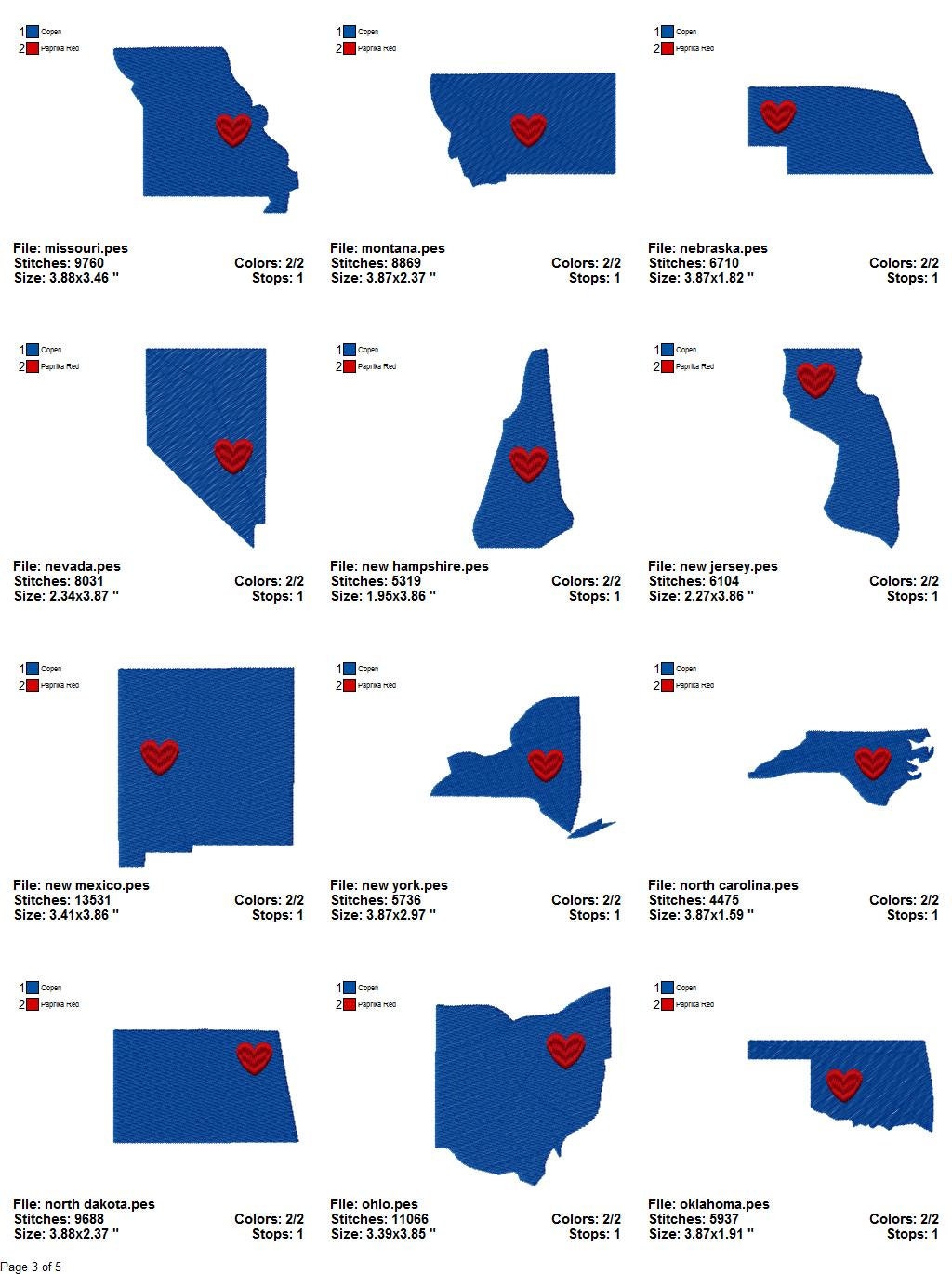 US State Heart, Machine Embroidery Designs (instant Download) - Etsy