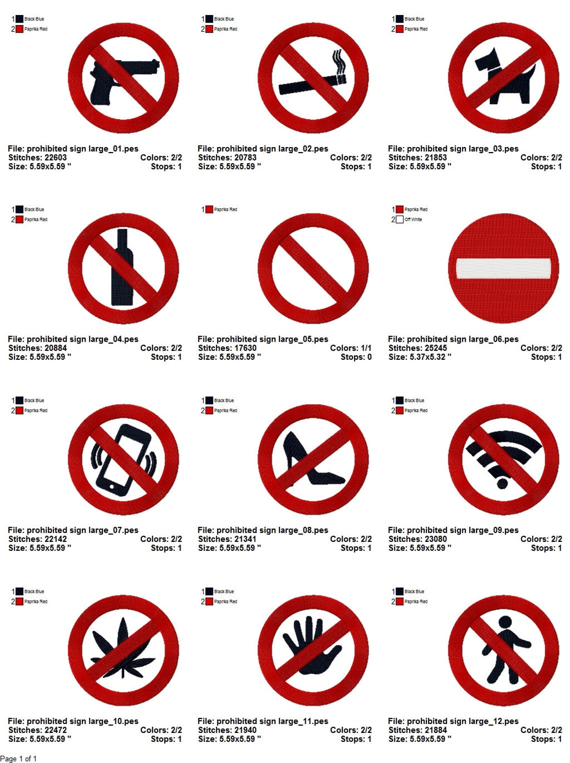 PROHIBITED SIGN Design for Embroidery Machine / Interdiction - Etsy