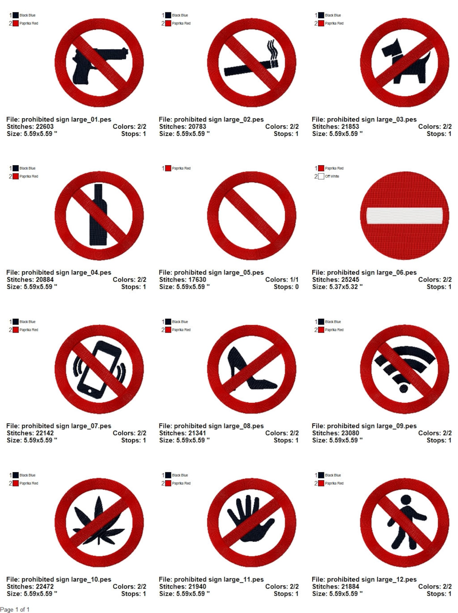 PROHIBITED SIGN Design for Embroidery Machine / Interdiction - Etsy