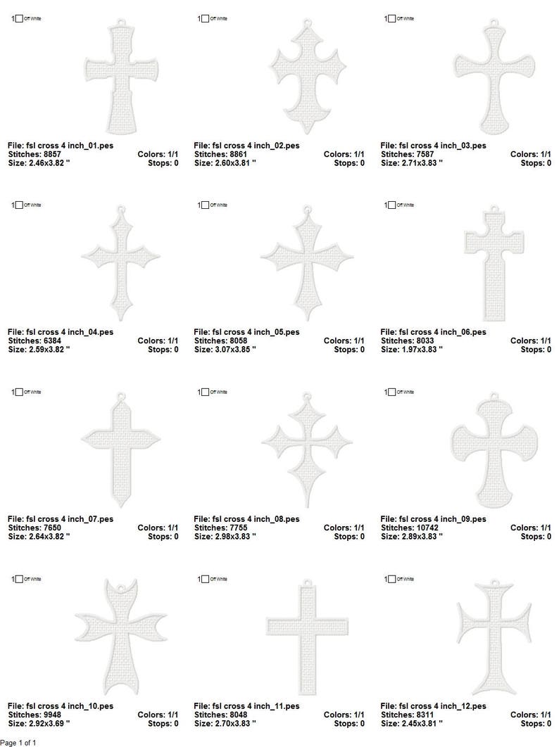 Free Standing Lace FSL Cross Machine Embroidery Designs / Instant ...