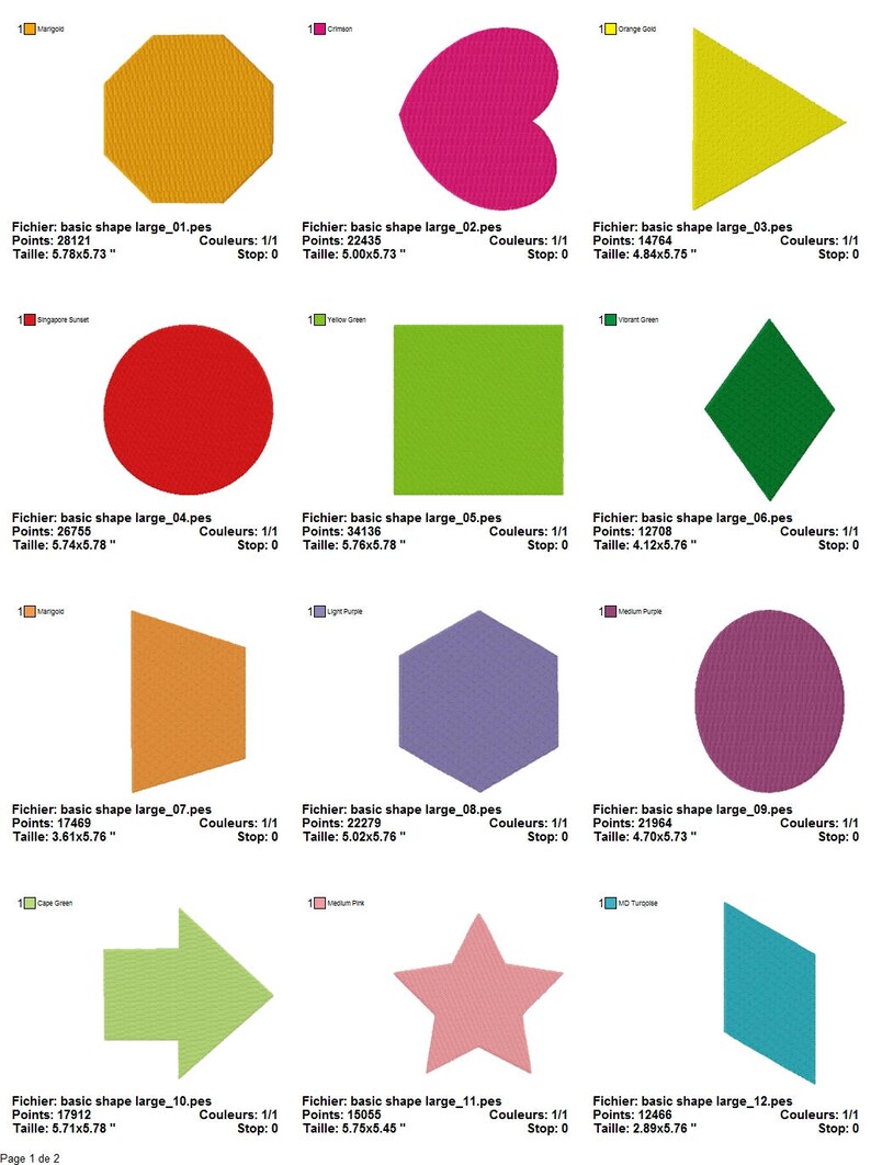 BASIC Shape Designs for Embroidery Machine / Forme Motifs Pour - Etsy