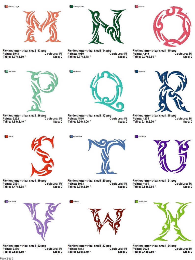 TRIBAL letters Design for Embroidery machine / motifs lettre | Etsy