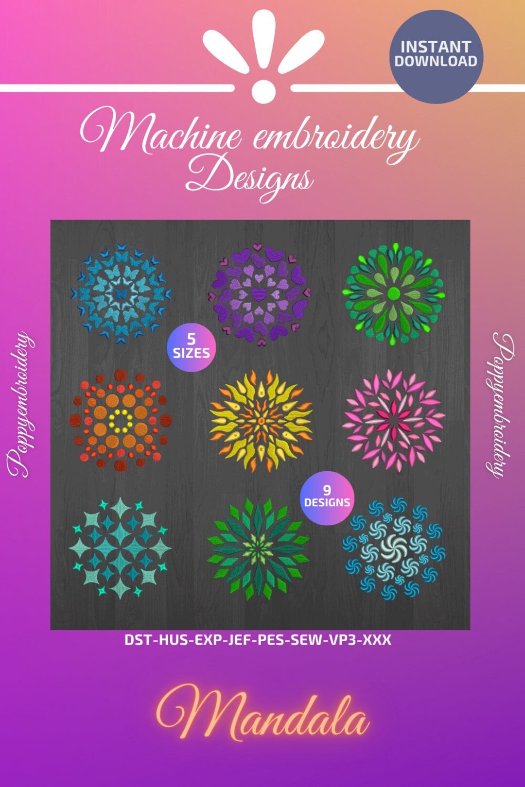 MANDALA Designs for Embroidery Machine / Motifs Pour Broderie Machine ...