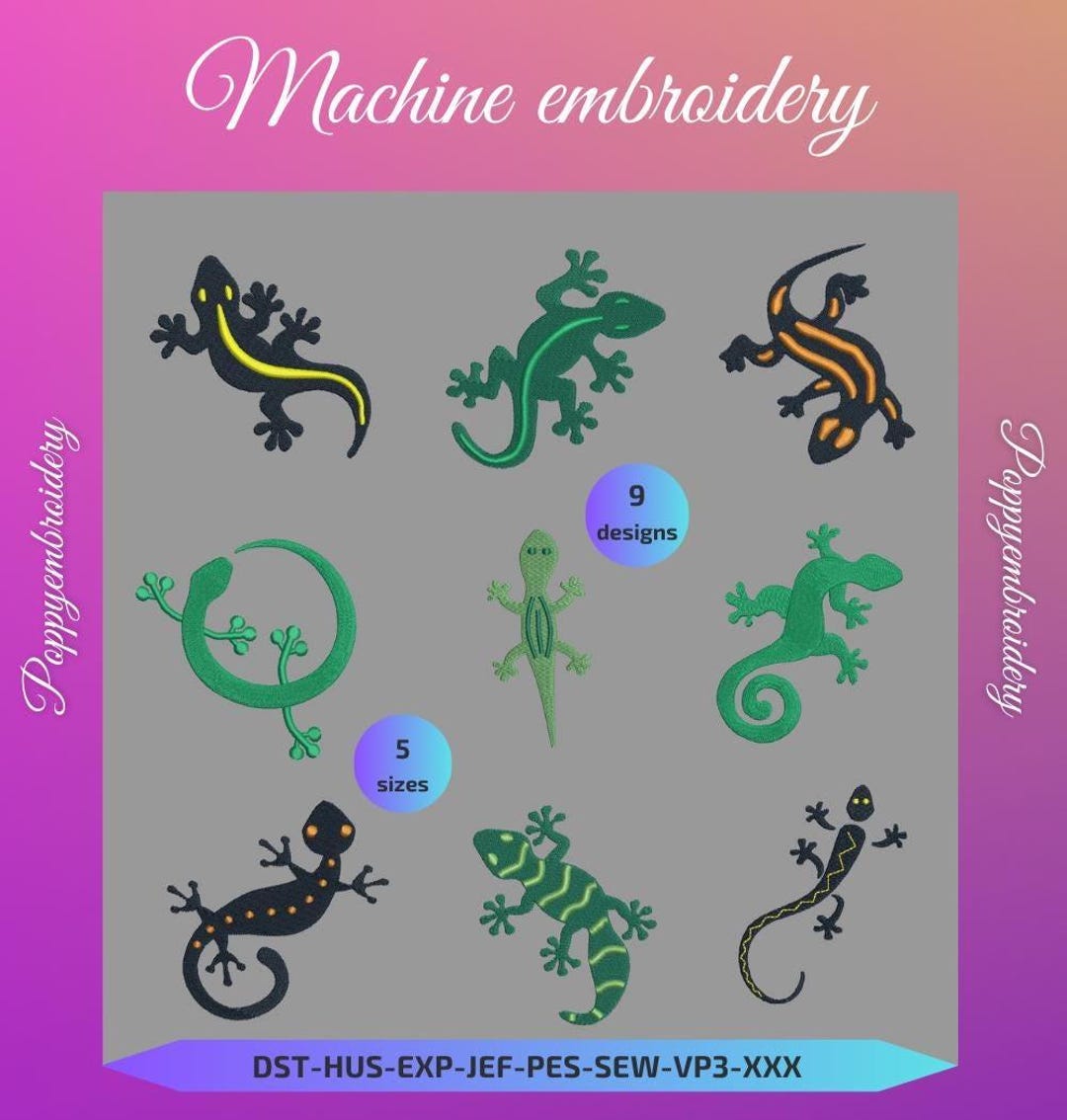 LIZARD Machine Embroidery Designs / INSTANT DOWNLOAD - Etsy