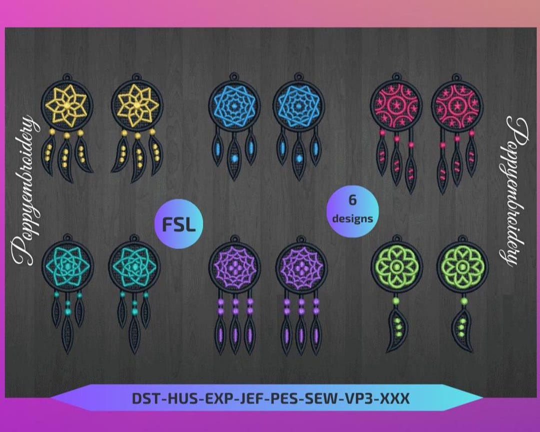 EARRINGS Free Standing Lace FSL, Machine Embroidery Designs / Instant ...