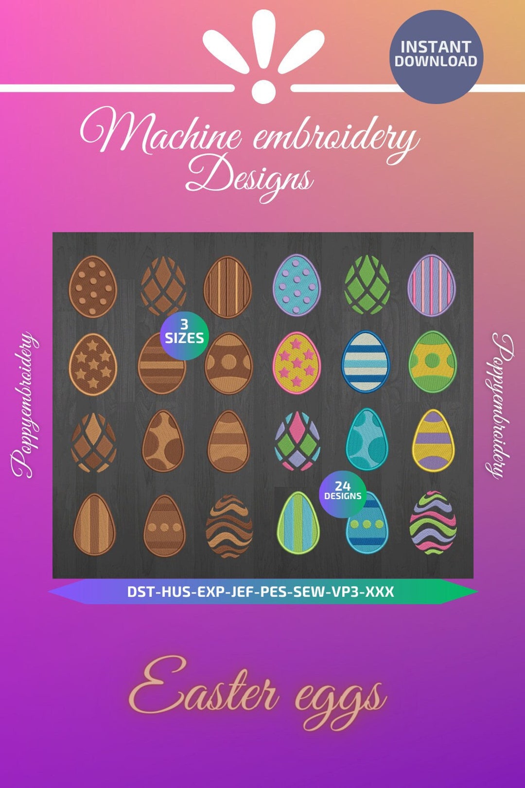 EASTER Egg Machine Embroidery Designs Set / Oeuf De Paques Motifs Pour ...