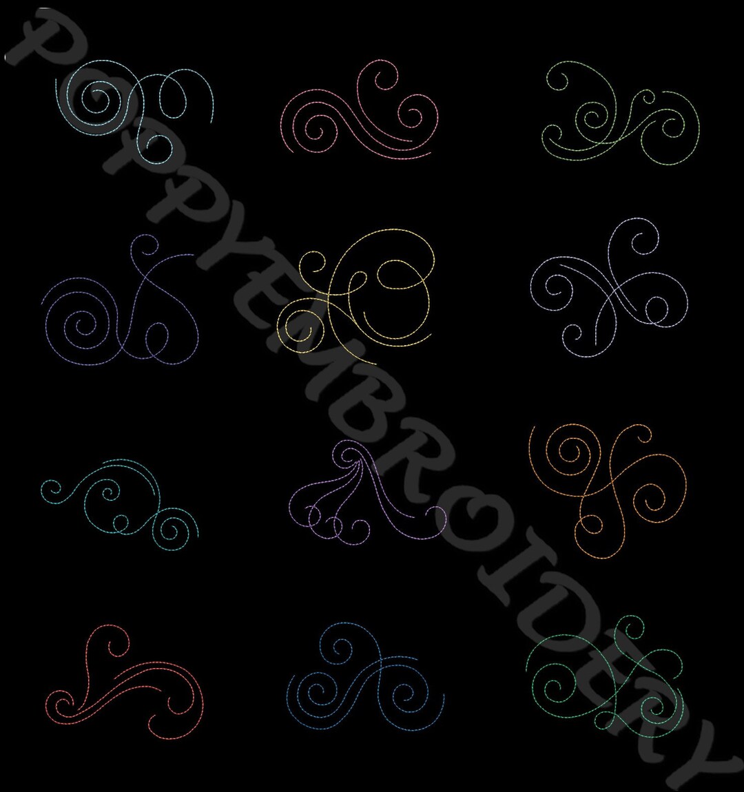ORNAMENT CURL Designs for Embroidery Machine / Ornement Boucle - Etsy