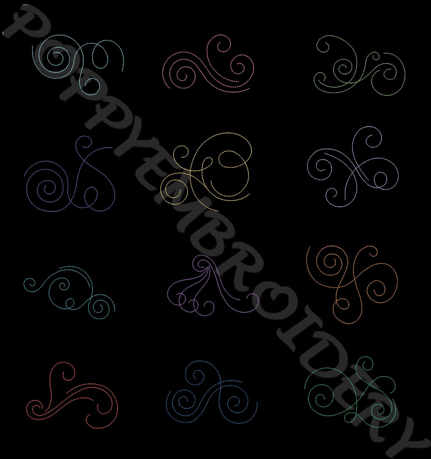 ORNAMENT CURL Designs for Embroidery Machine / Ornement Boucle | Etsy