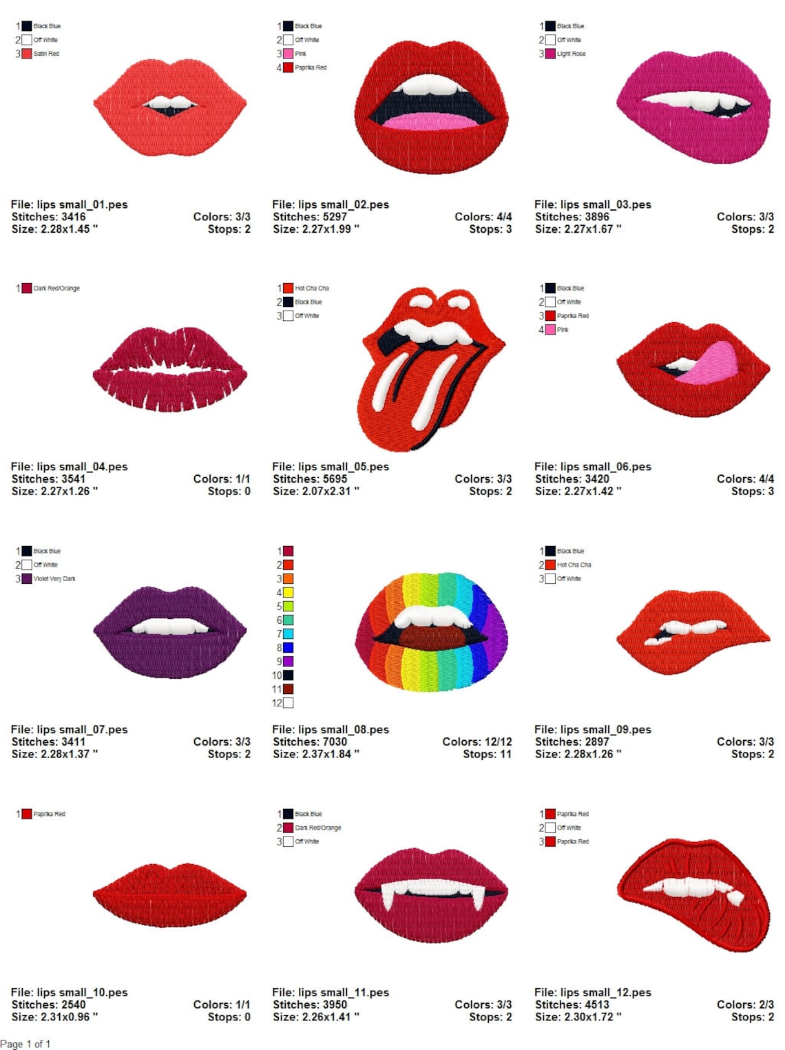 LIPS Mouth Designs for Embroidery Machine / Motifs Bouche | Etsy